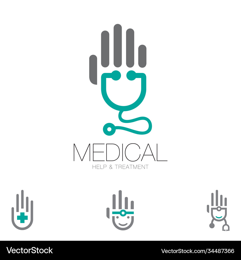 Medical help and treatment symbol set Royalty Free Vector