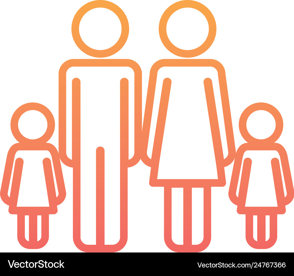Parents couple with kids figures Royalty Free Vector Image