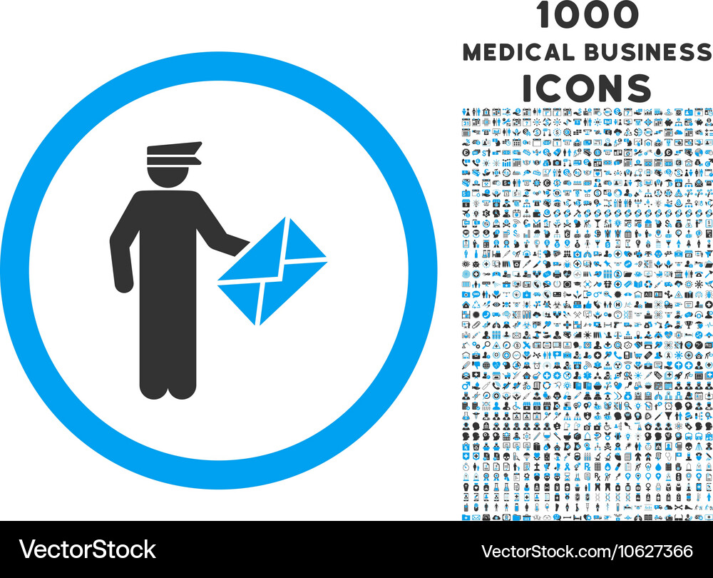Postman rounded icon with 1000 bonus icons Vector Image
