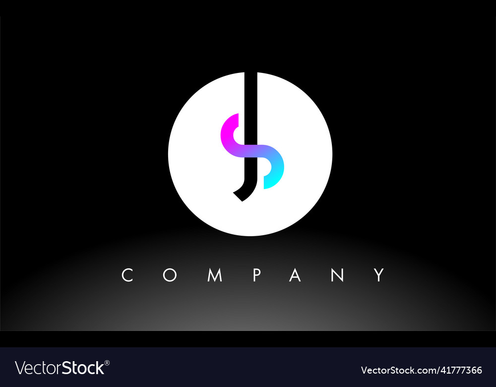 Purple black js logo letter design Royalty Free Vector Image