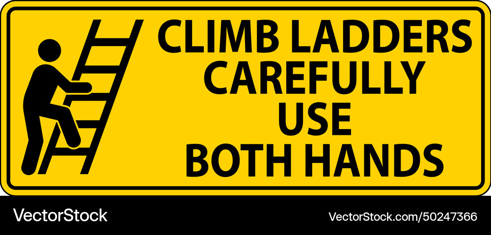 Safety first sign climb ladders carefully use Vector Image