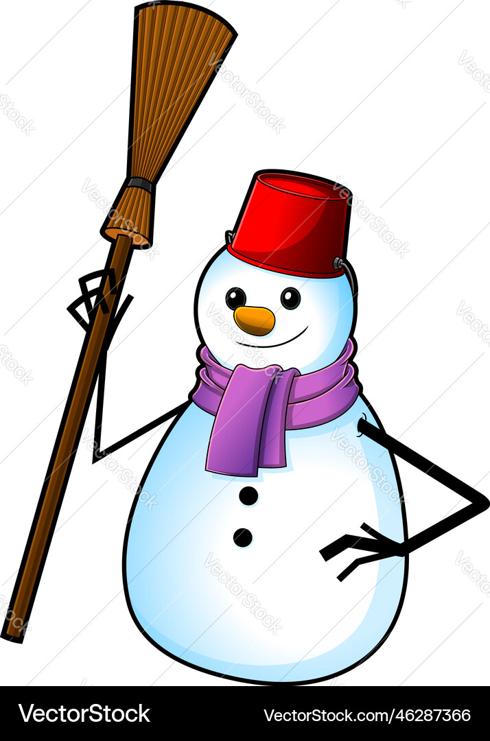 Smiling snowman cartoon character Royalty Free Vector Image