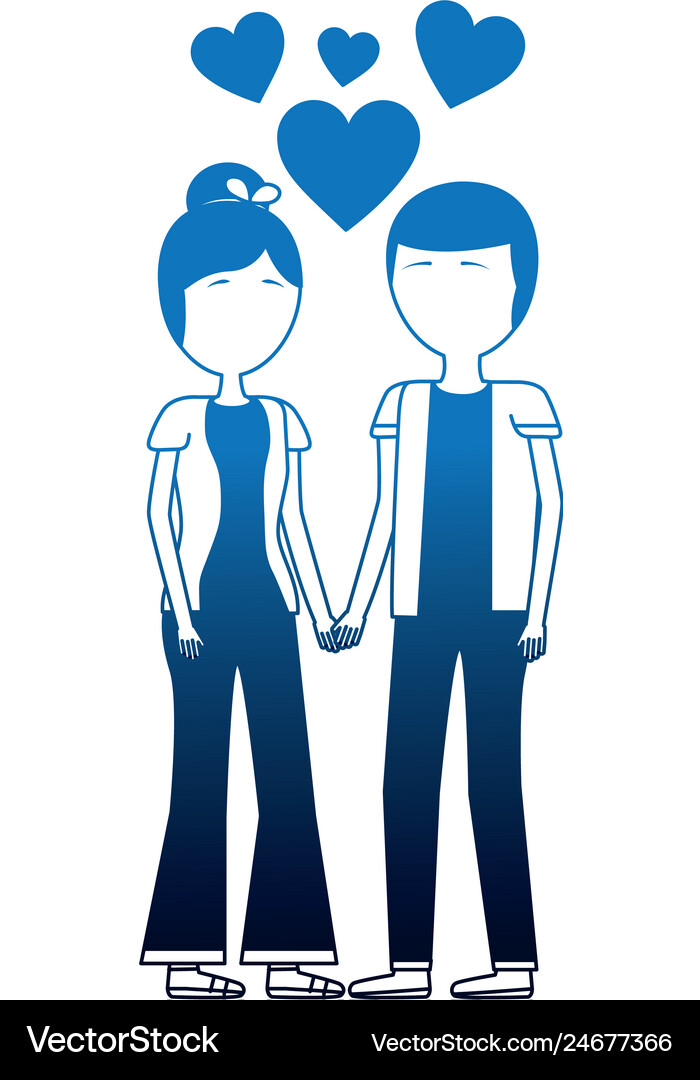 Young couple with hearts avatar character Vector Image