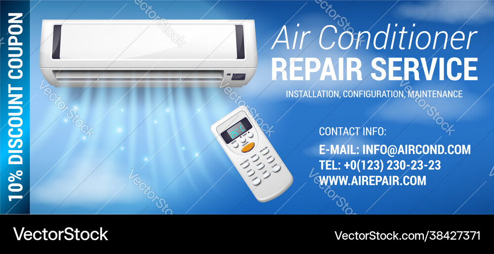 Air conditioning repair flyer with realistic Vector Image