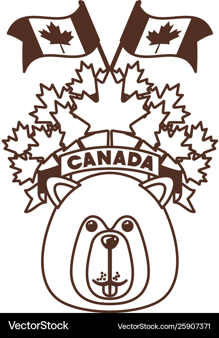 Beaver forest animal canada design Royalty Free Vector Image