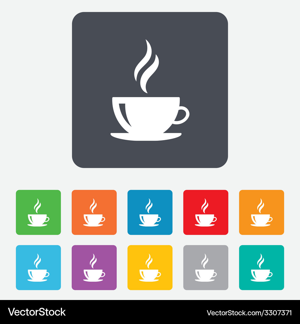 Coffee cup sign icon hot button Royalty Free Vector Image