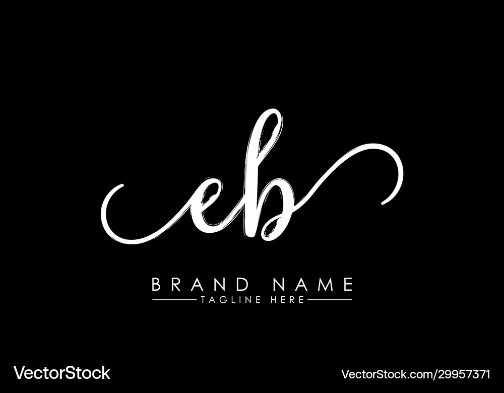 E b initial handwriting logo Royalty Free Vector Image
