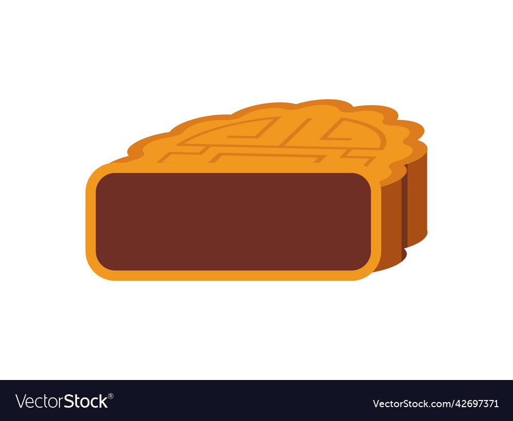 Flat mooncake with bite Royalty Free Vector Image