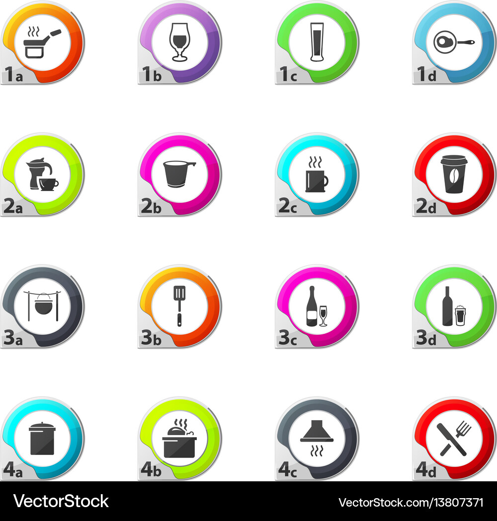Food and kitchen icons set Royalty Free Vector Image