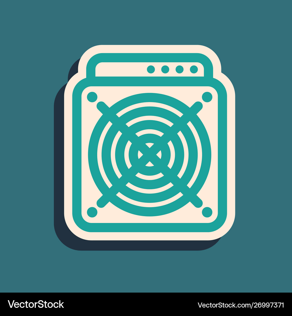 Green asic miner icon isolated on blue background Vector Image
