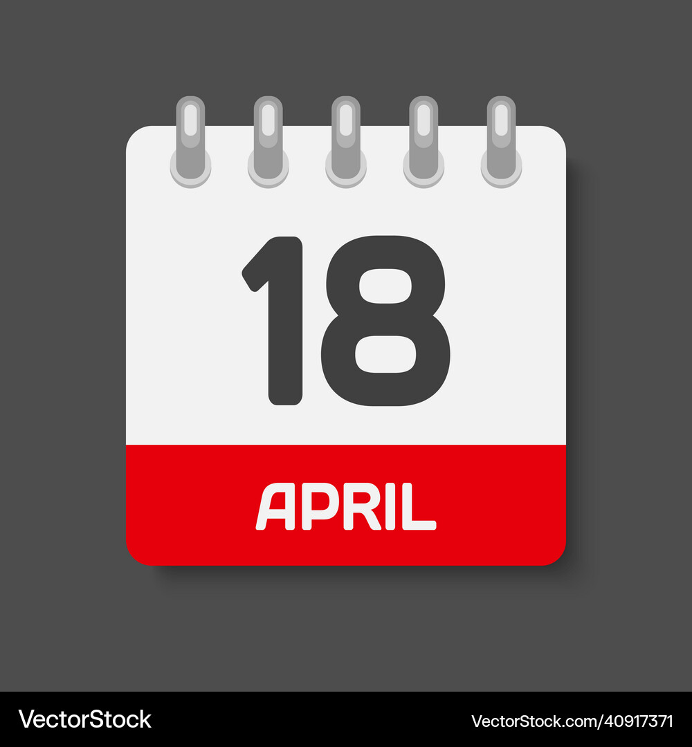 Icon day date 18 april template calendar page Vector Image