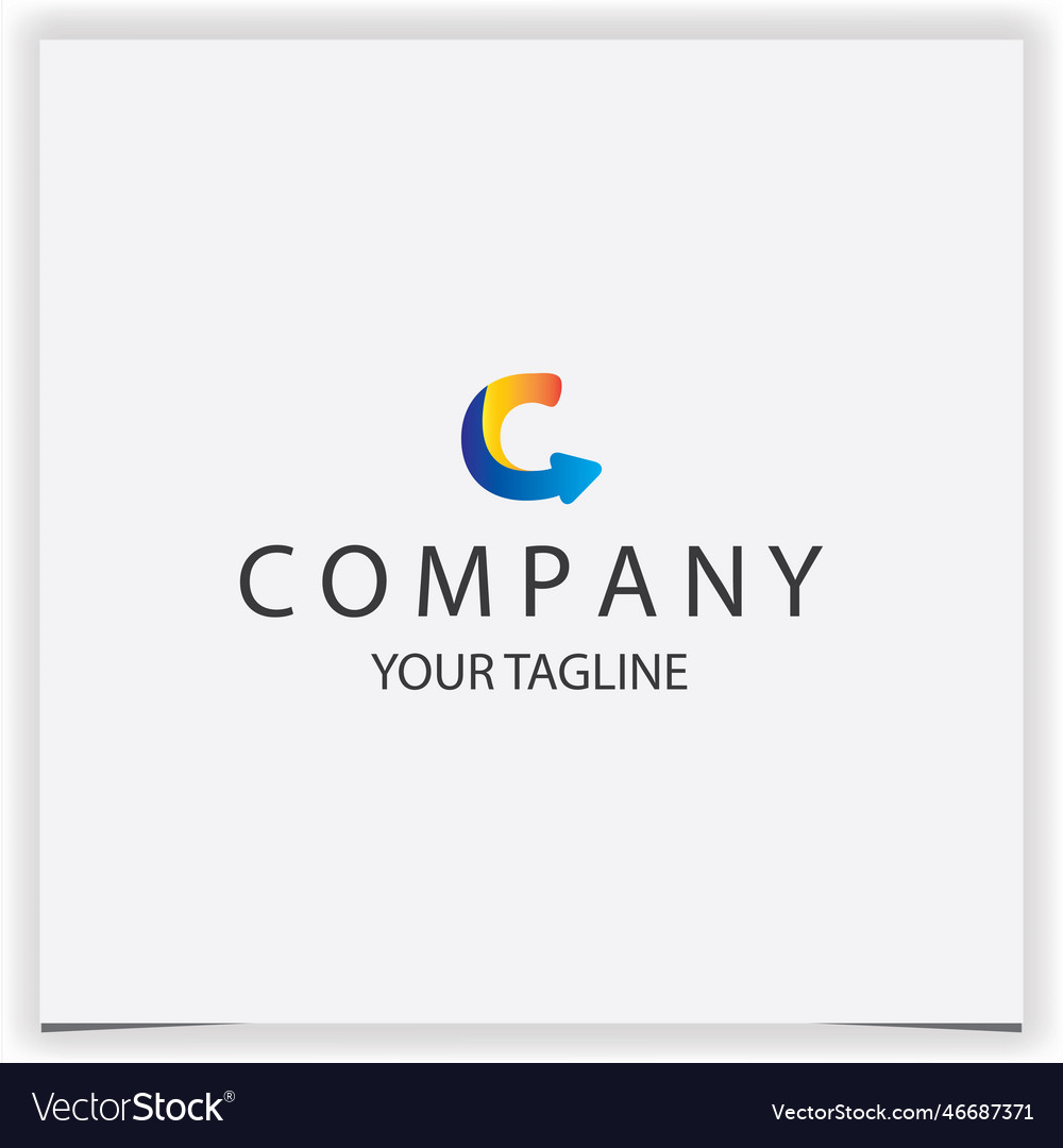Letter c with arrow logo blue and orange colour Vector Image