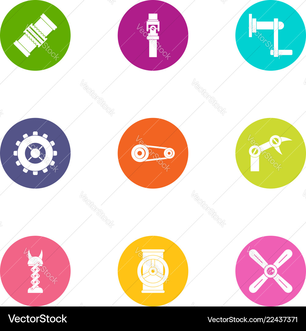 Mechanical lift icons set flat style Royalty Free Vector
