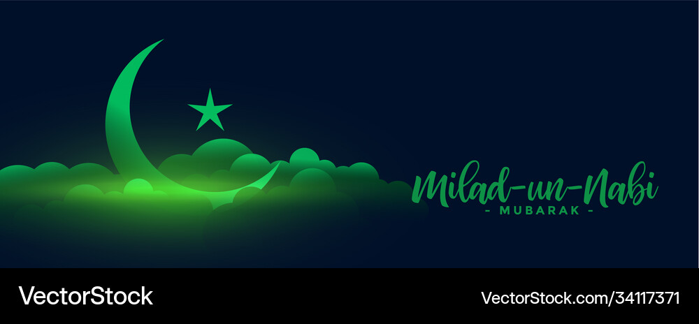 Moon and clouds milad un nabi banner design Vector Image