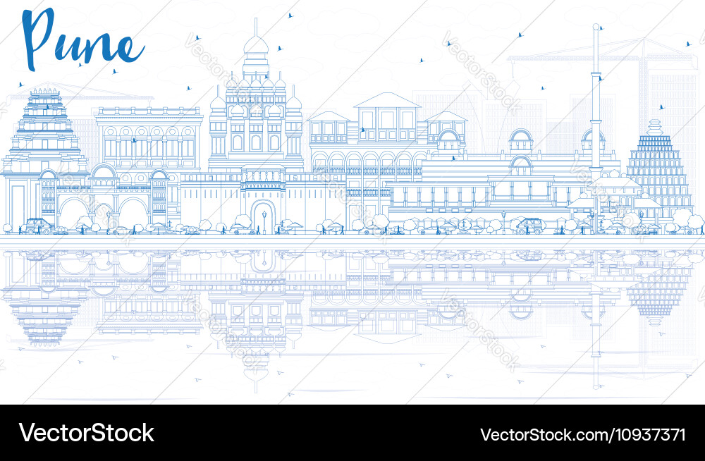 Outline pune skyline with blue buildings Vector Image