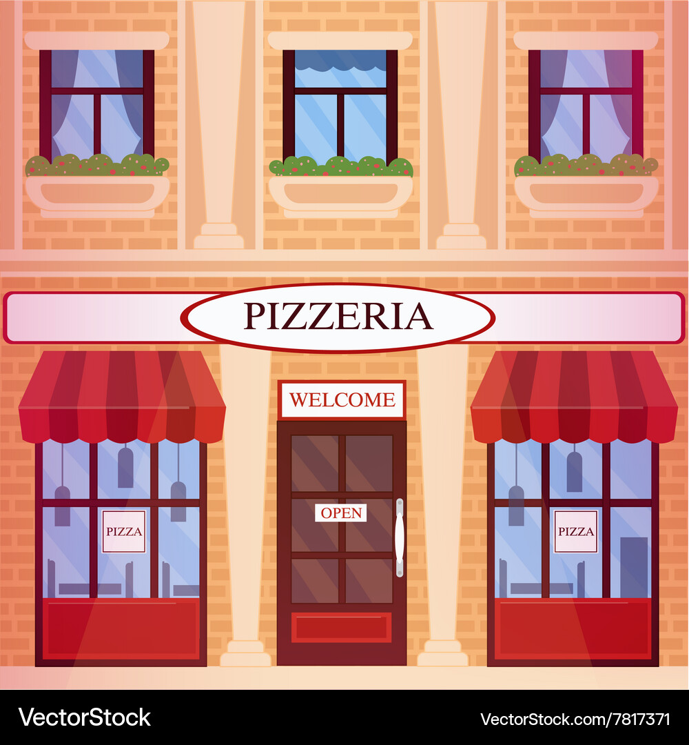 Pizzeria restaurant building in flat style Vector Image