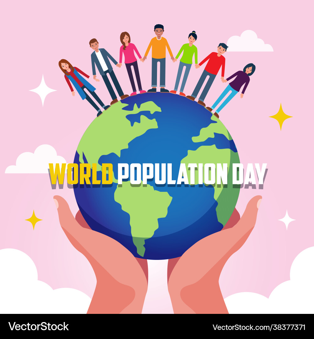 Poster world population day with earth Royalty Free Vector