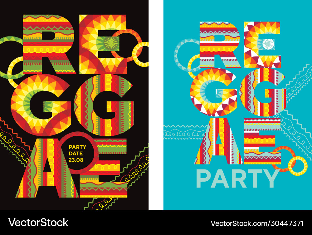 Reggae music poster with huge letters Royalty Free Vector