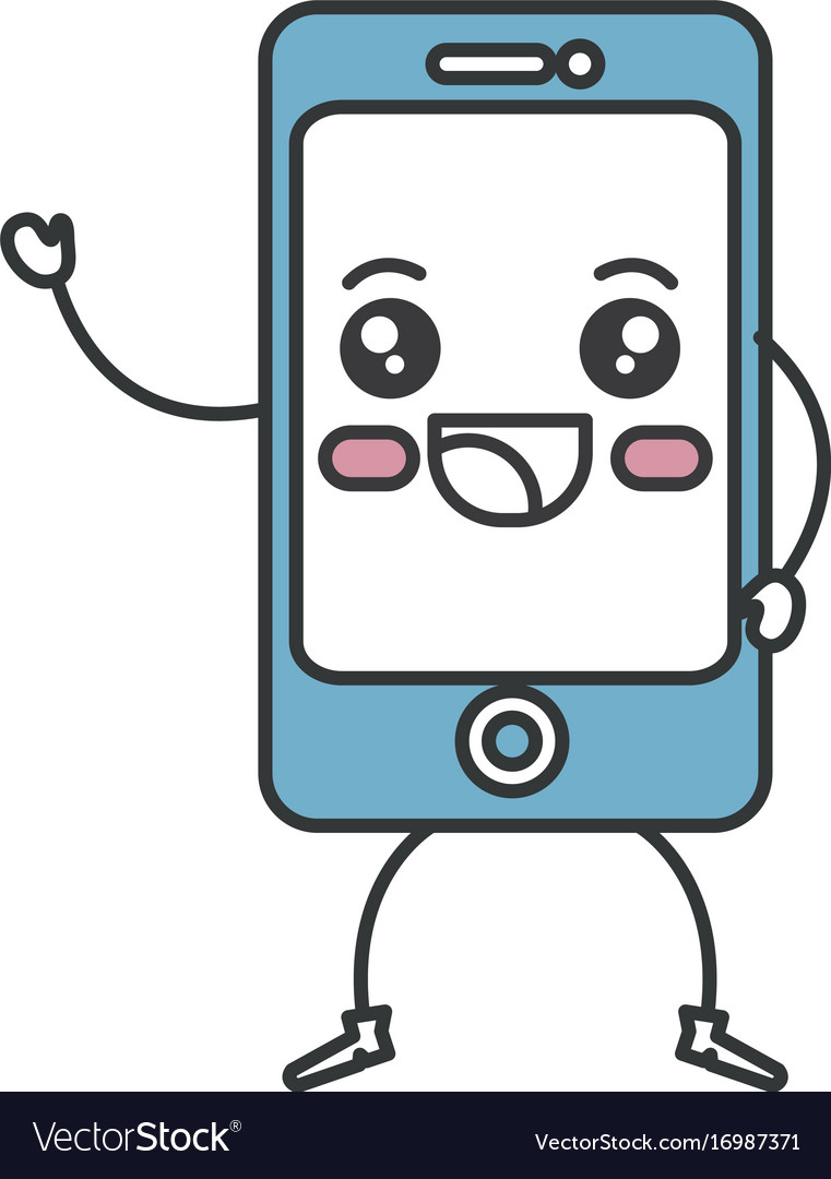 Smartphone device kawaii character Royalty Free Vector Image