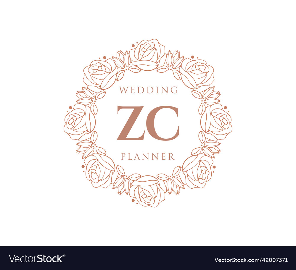 Zc initials letter wedding monogram logos Vector Image