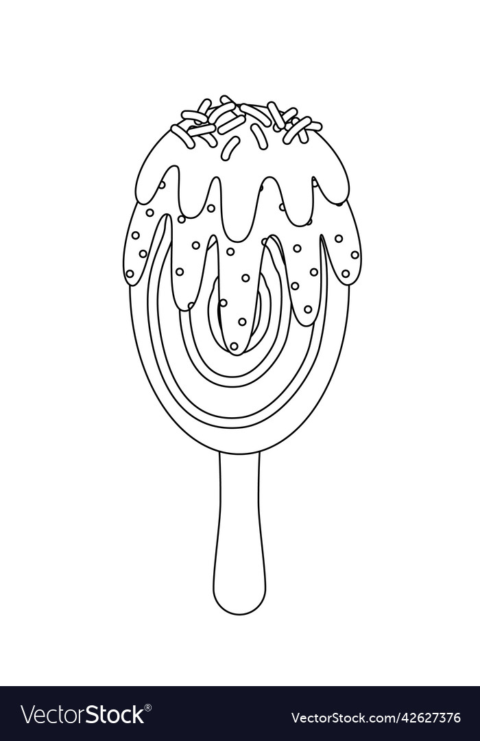 Coloring page ice cream stick with glaze Vector Image