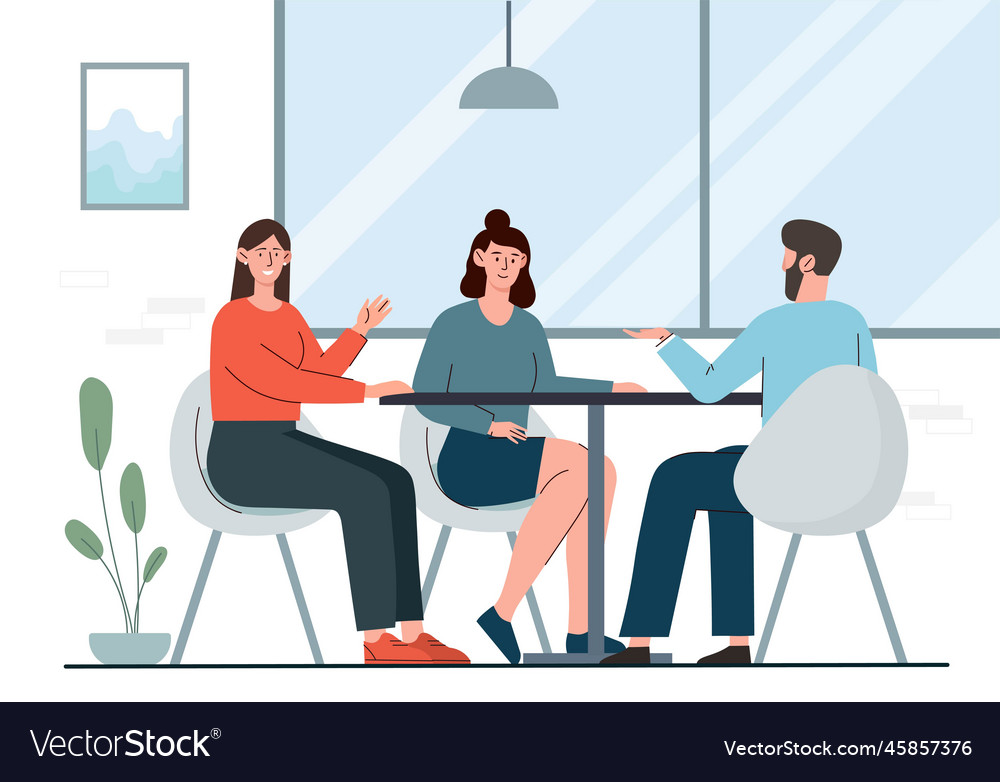 Conversation at table Royalty Free Vector Image