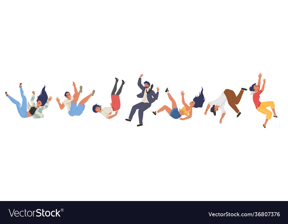 Falling character set flat Royalty Free Vector Image