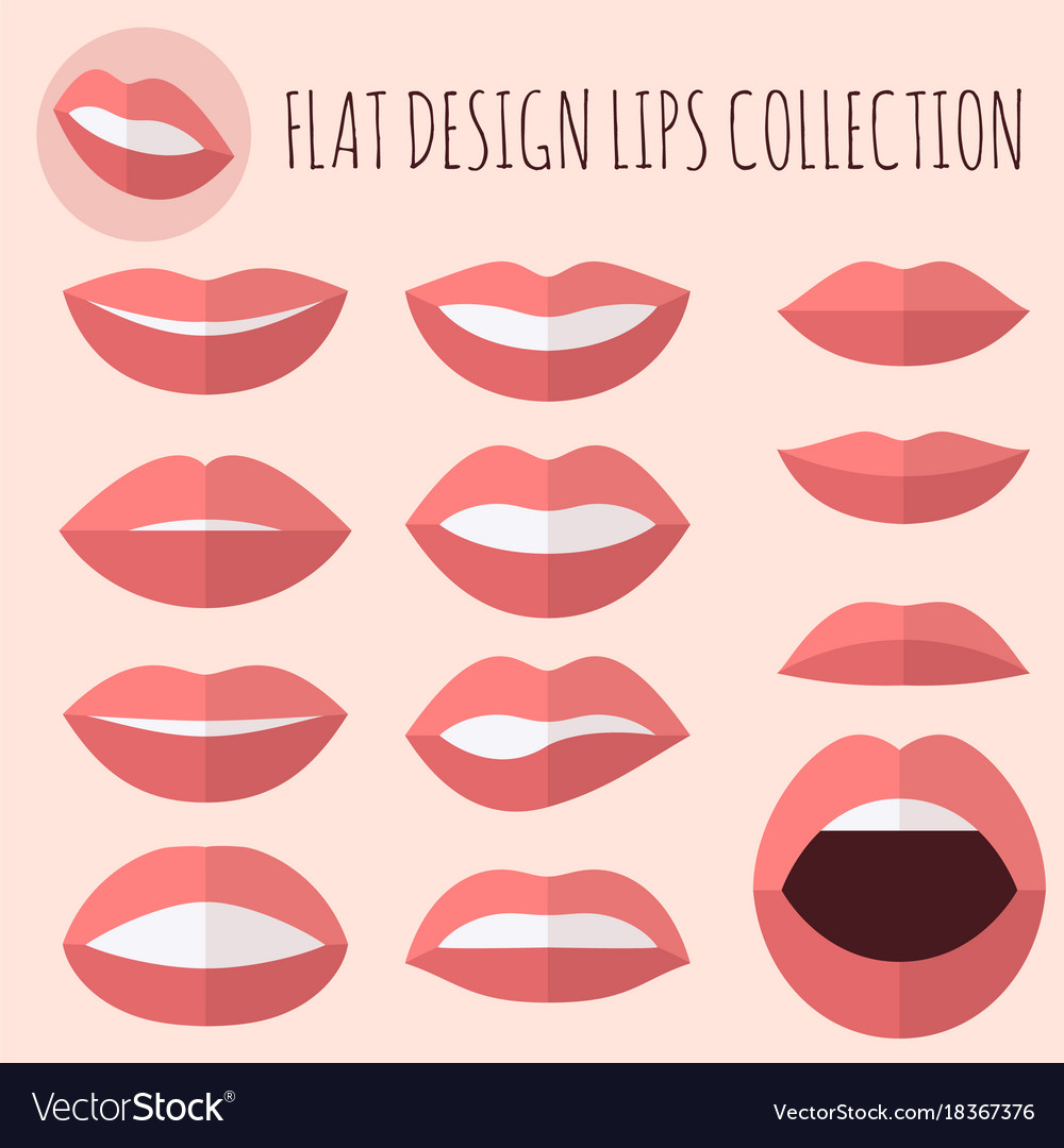 Flat design lips Royalty Free Vector Image - VectorStock