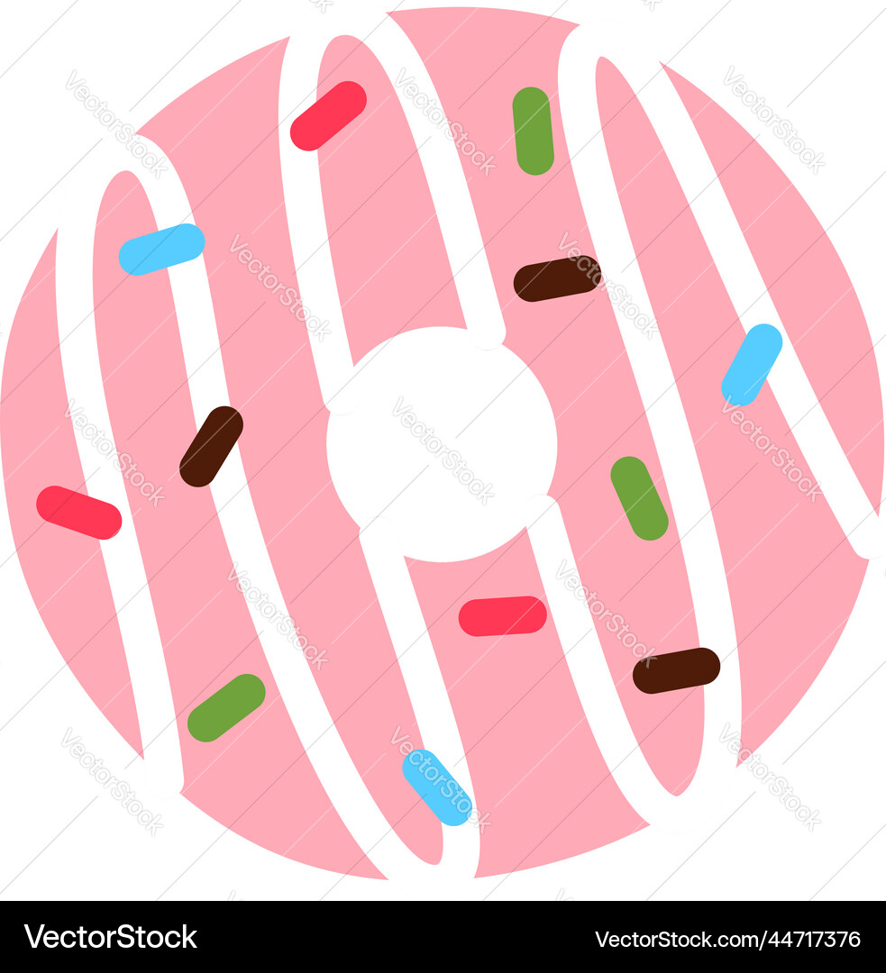 Flat pink donut decorated with colorful sprinkles Vector Image