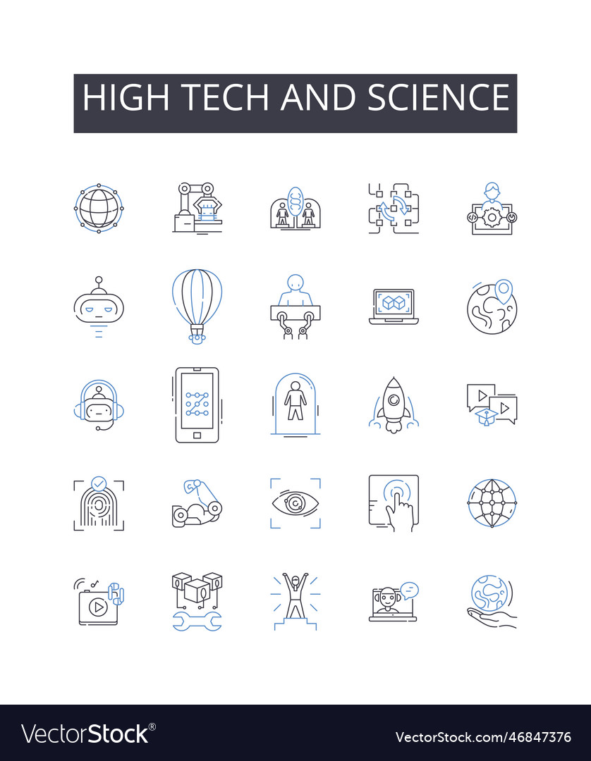 High tech and science line icons collection Vector Image