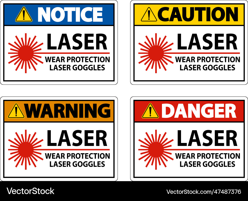 Laser wear protective goggles sign on white Vector Image
