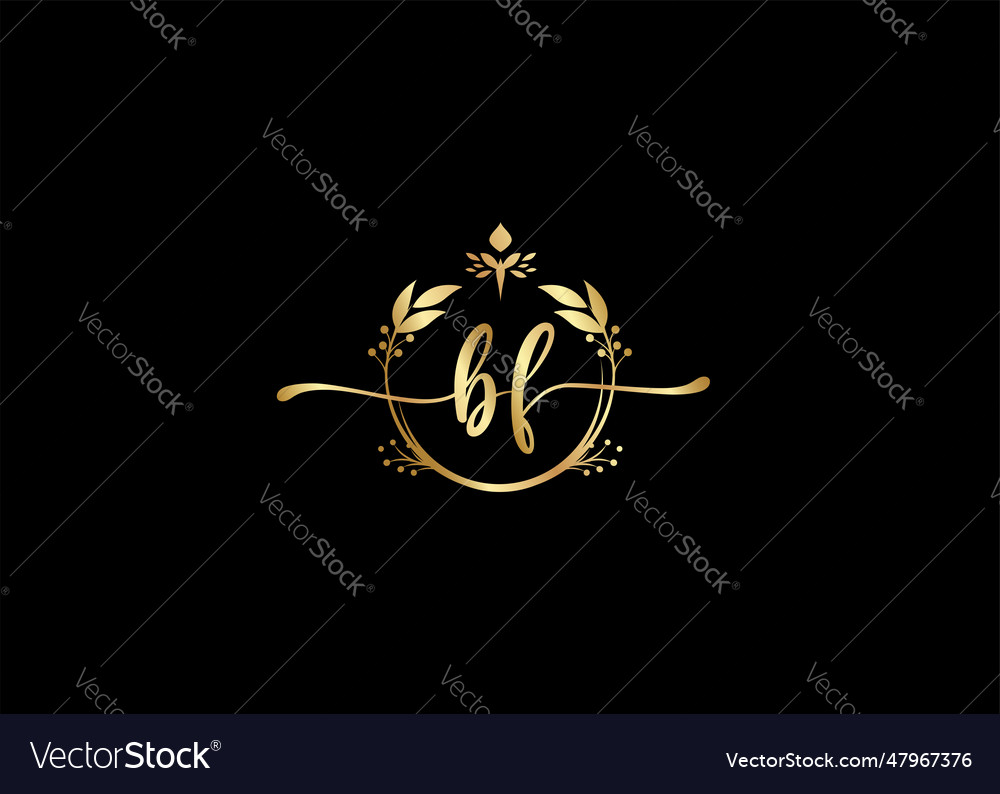 Luxury gold signature initial bf logo design Vector Image