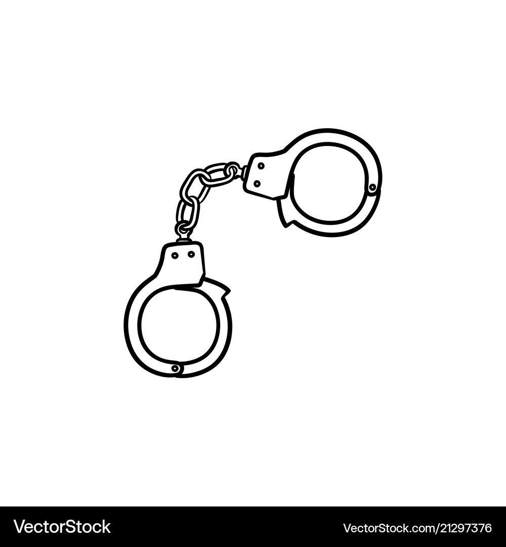Police handcuffs hand drawn outline doodle icon Vector Image