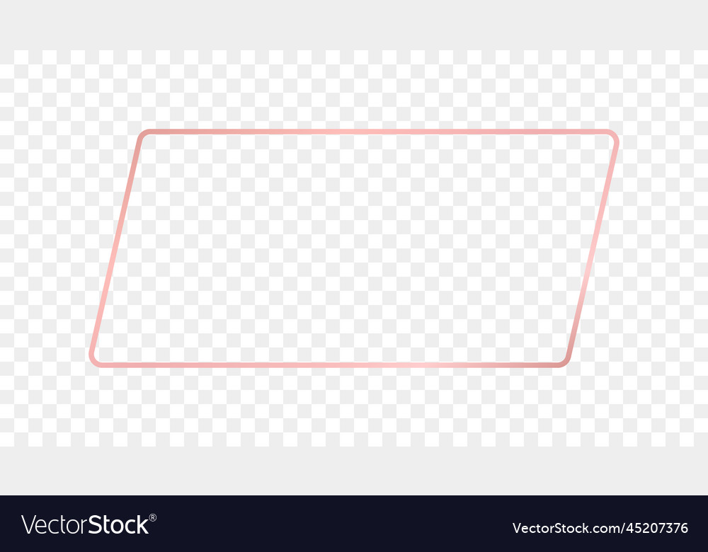 Rose gold glowing rounded rectangular shape frame Vector Image