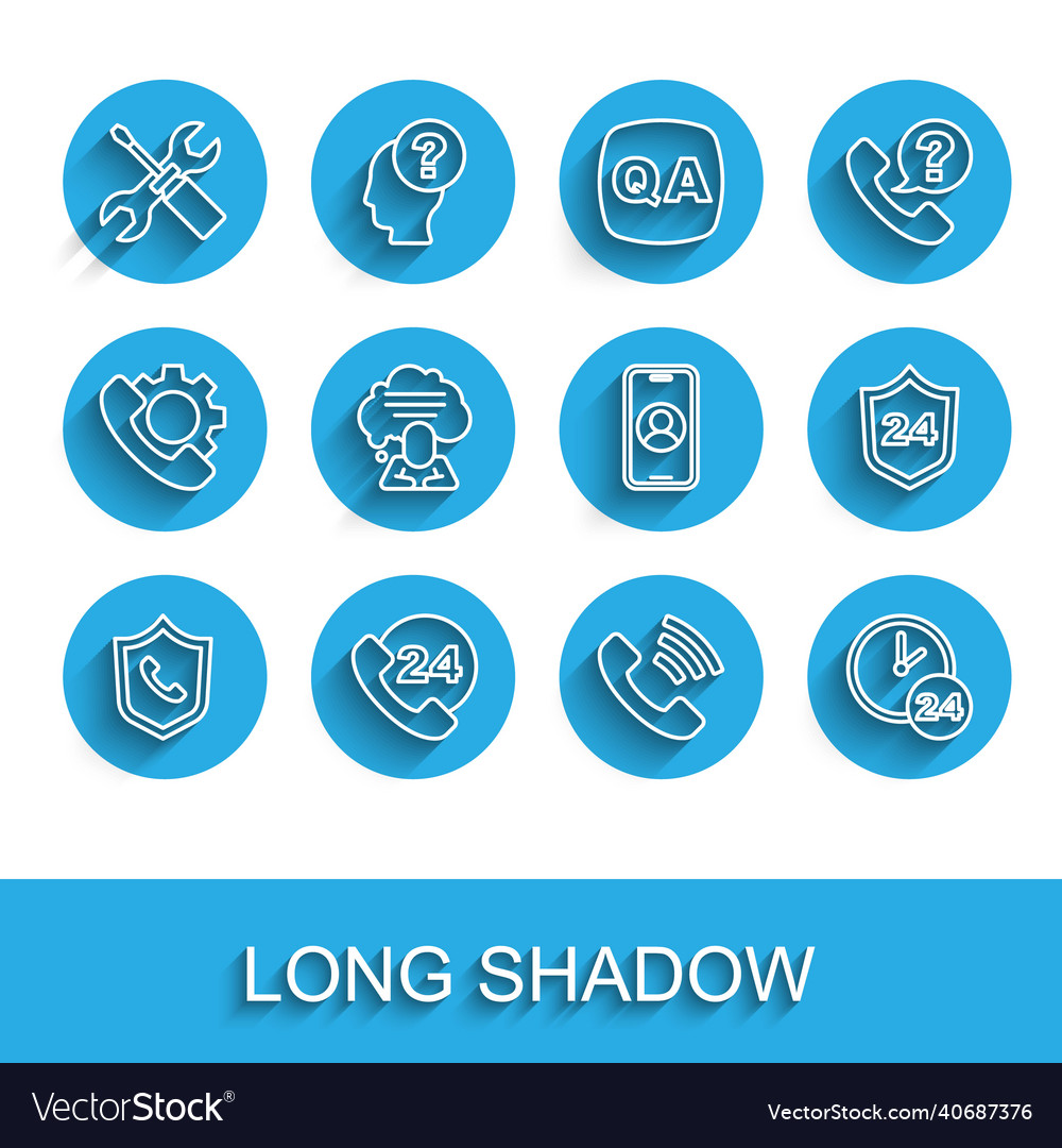 Set line telephone 24 hours support screwdriver Vector Image Set line telephone 24 hours support screwdriver Vector Image