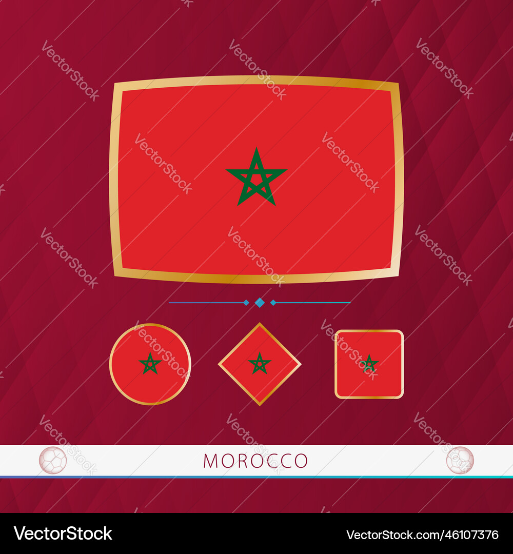 Set of morocco flags with gold frame for use Vector Image