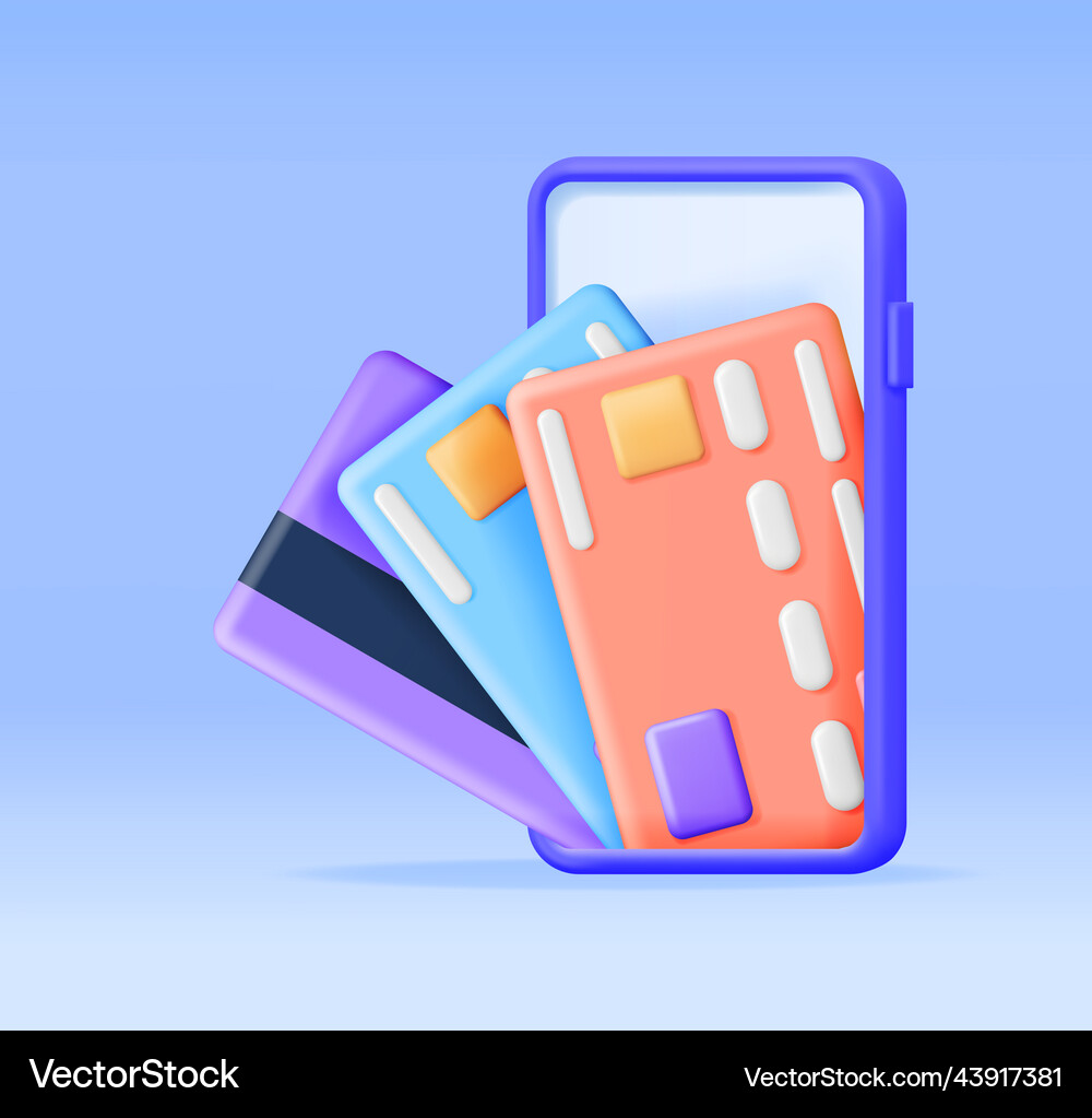 3D Smartphone with Bank Card Royalty Free Vector Image