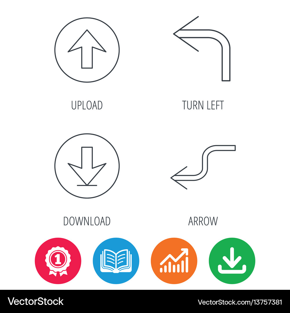 Arrows icons download upload linear signs Vector Image