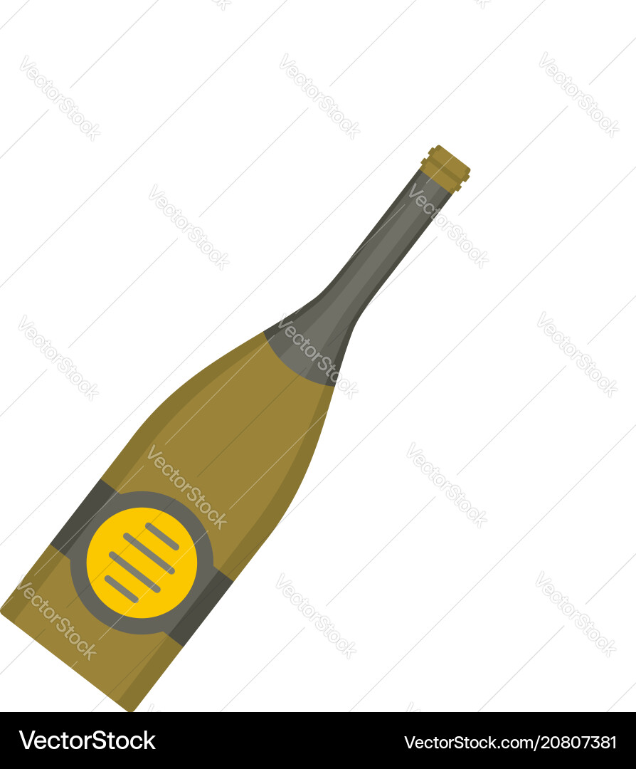 Bottle of champagne icon flat style Royalty Free Vector