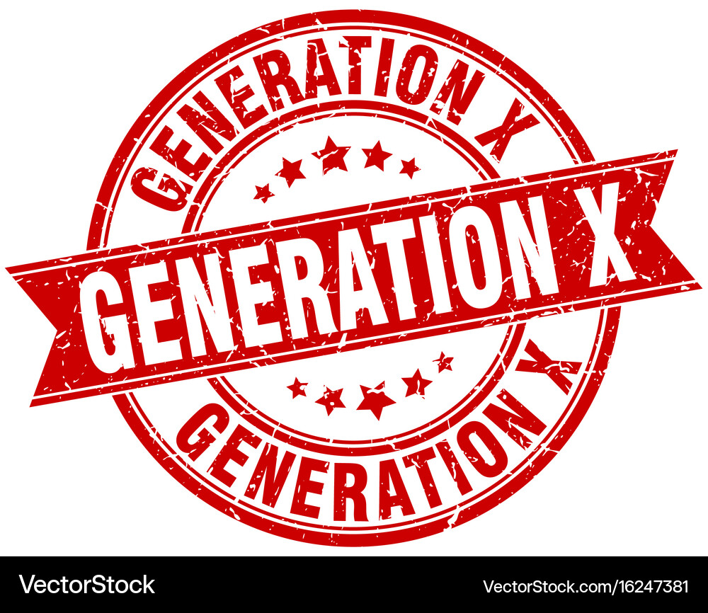 Generation x round grunge ribbon stamp Royalty Free Vector