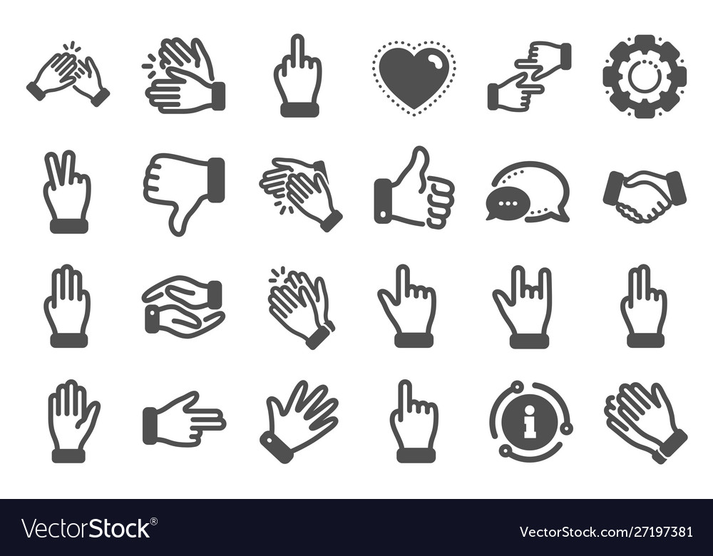 Hand gestures icons handshake clapping hands Vector Image