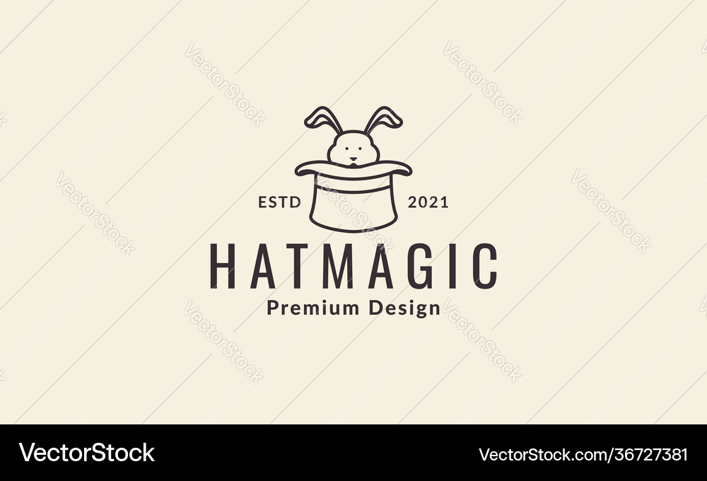 Lines animal rabbits with hat magic logo symbol Vector Image
