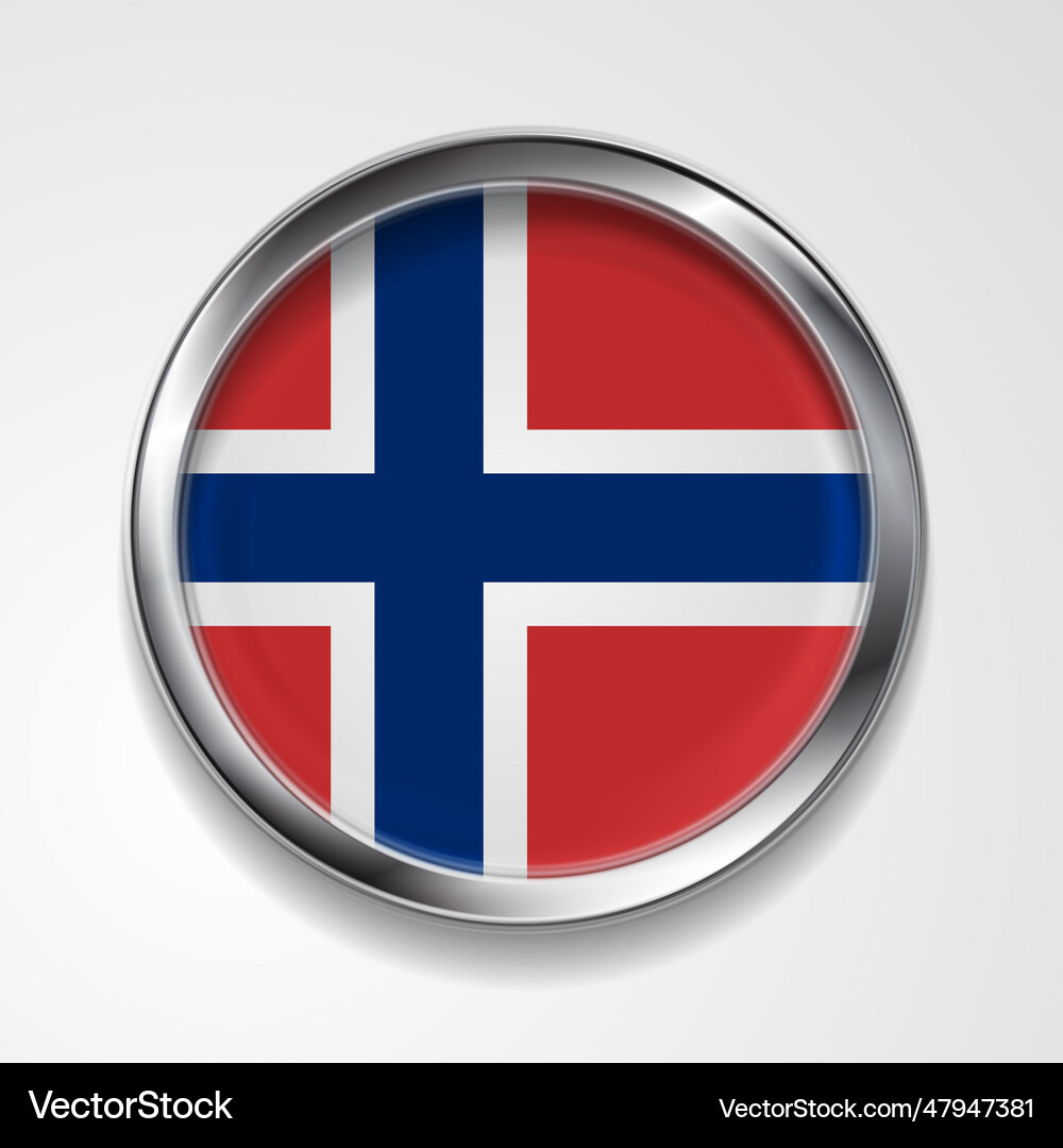 Metal button flag of norway Royalty Free Vector Image