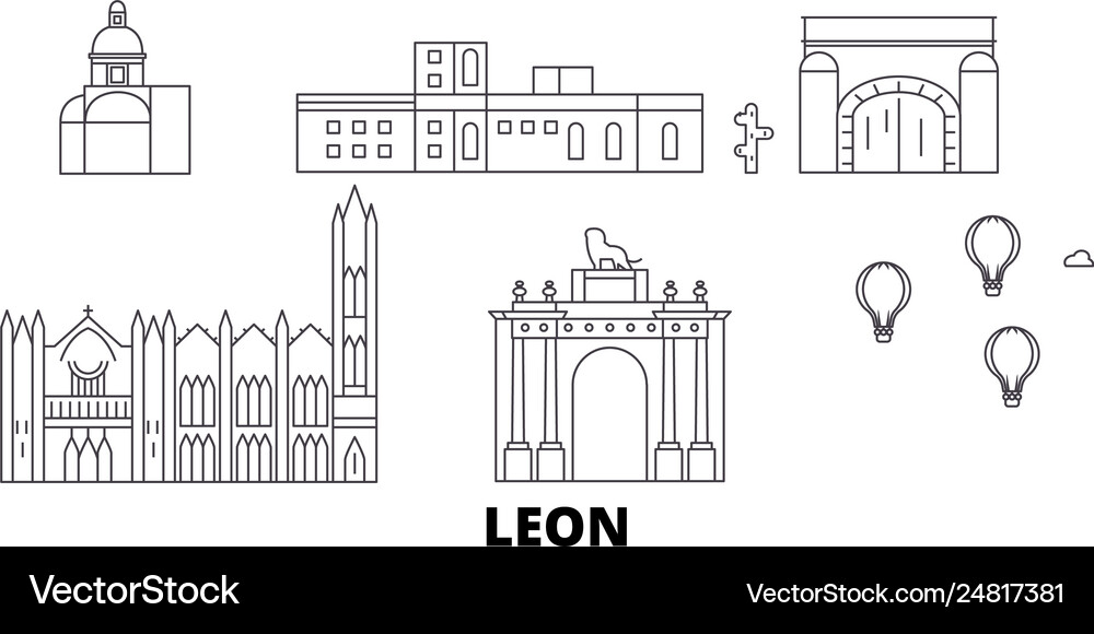 Mexico leon line travel skyline set leon Vector Image