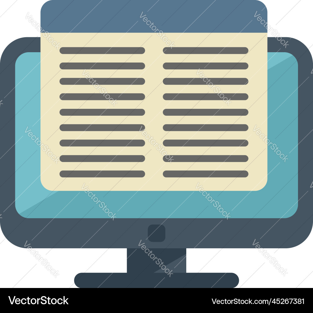 Monitor report icon flat market finance Royalty Free Vector