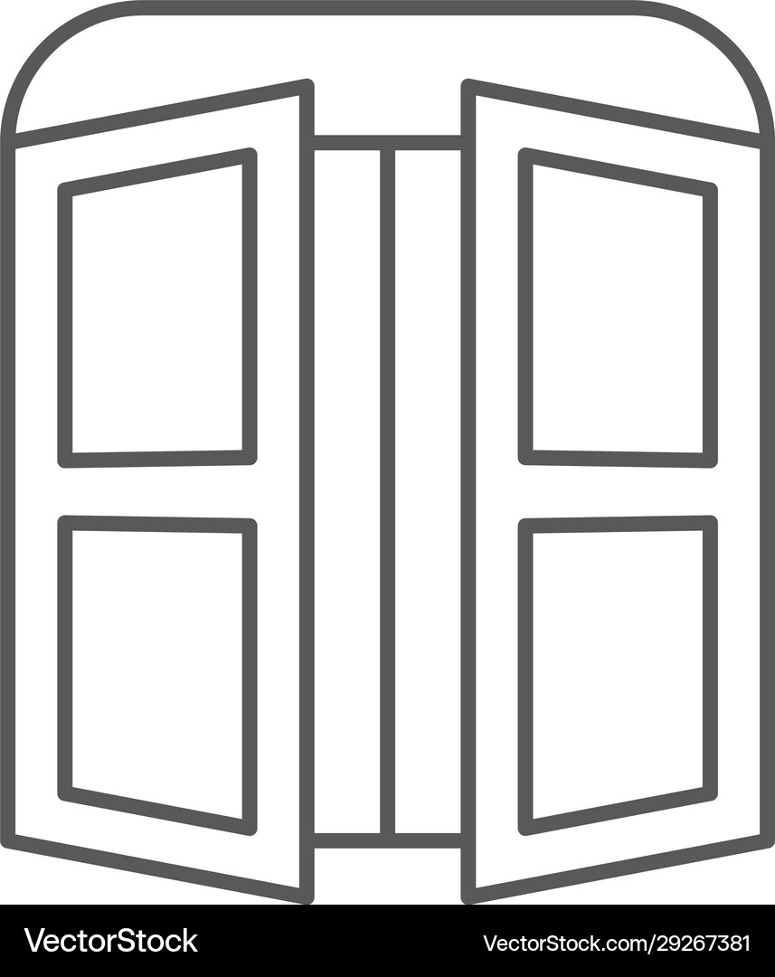 Open double door icon symbol isolated on white Vector Image