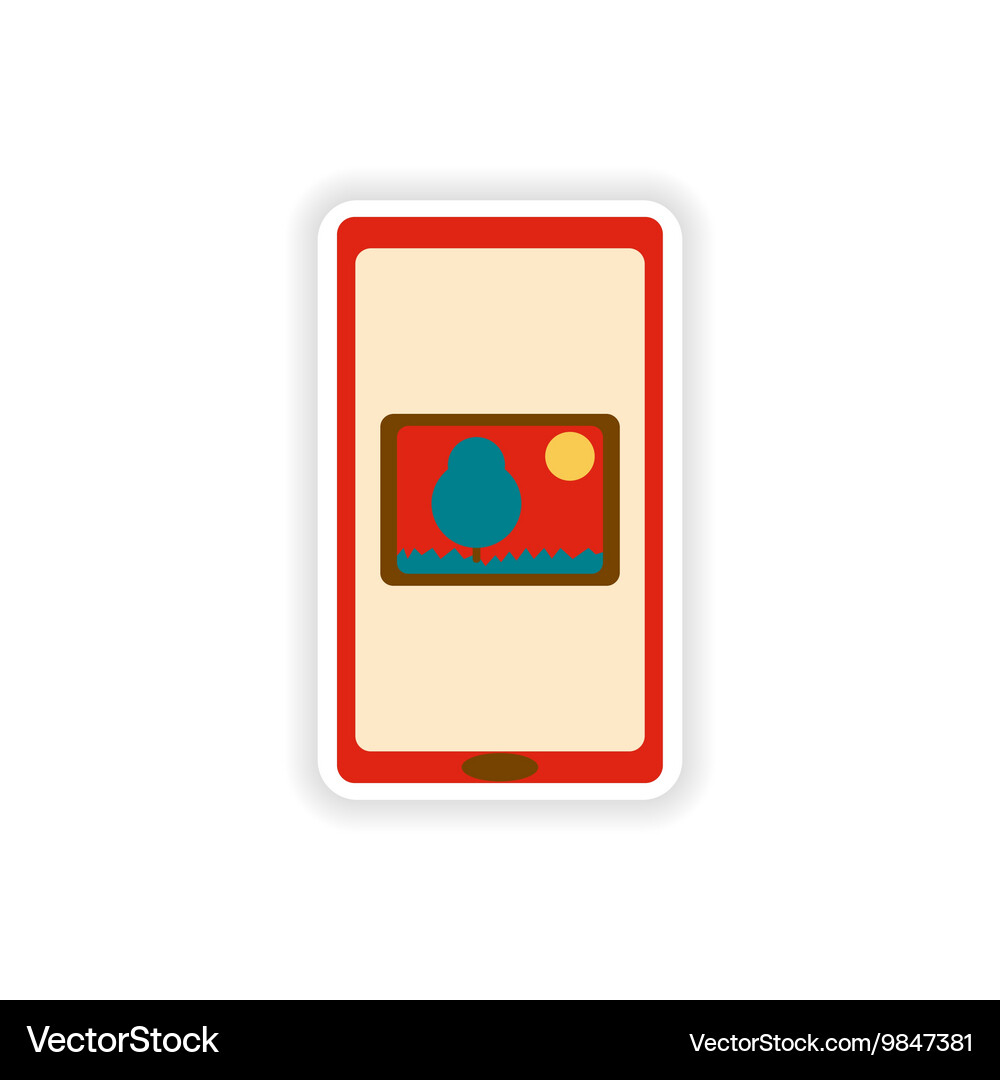 Paper sticker on white background mobile phone Vector Image