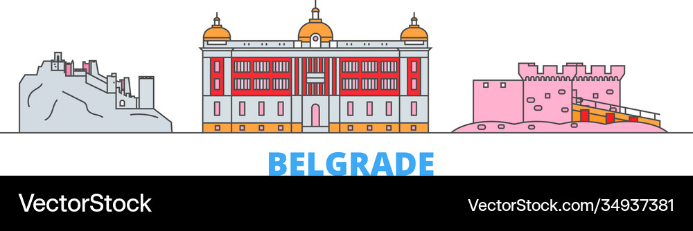 Serbia belgrade line cityscape flat Royalty Free Vector