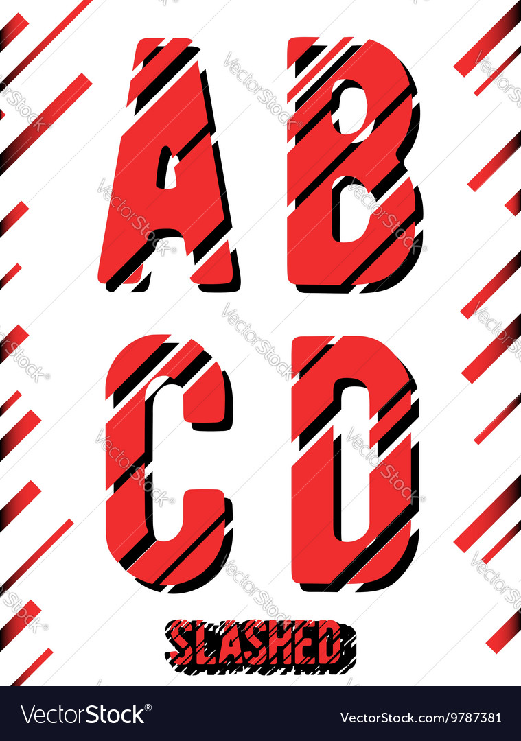 Slashed font template Royalty Free Vector Image