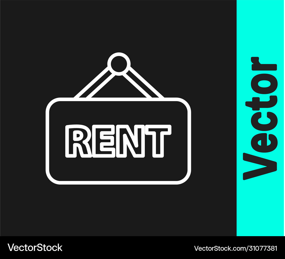 White line hanging sign with text rent icon Vector Image